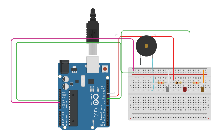 Circuit design ACTIVITY 03 with buzzer | Tinkercad