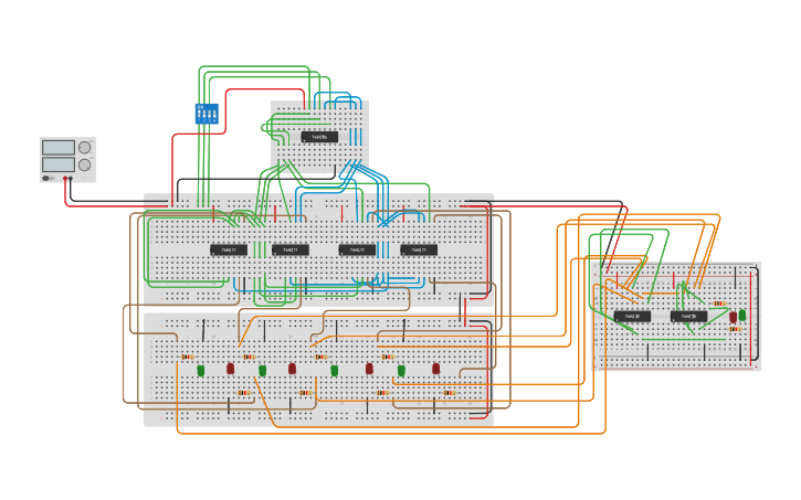 Circuit design Full adder from 3-8 decoder - Tinkercad