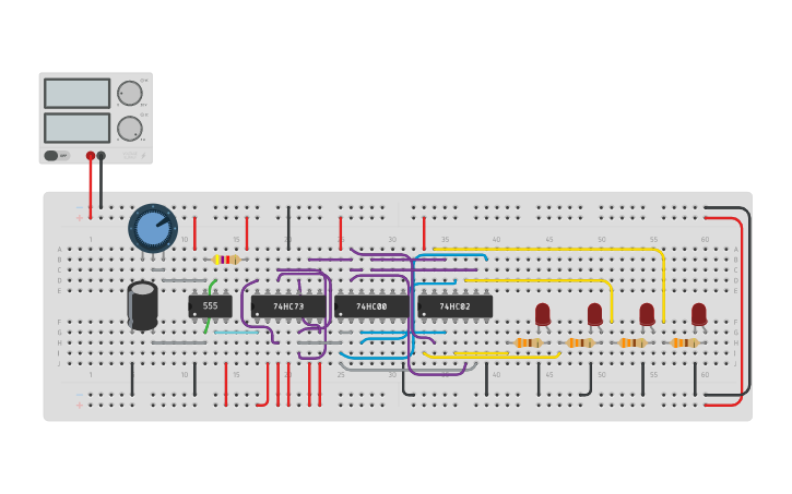 Circuit design Practica TD Alex Rezcala SECUENCIADOR DE LUCES | Tinkercad