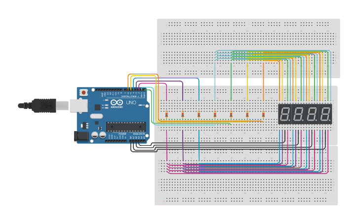 Circuit design Contador de 0 a 9999 - Tinkercad