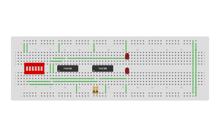 Circuit Design Half Adder Tinkercad