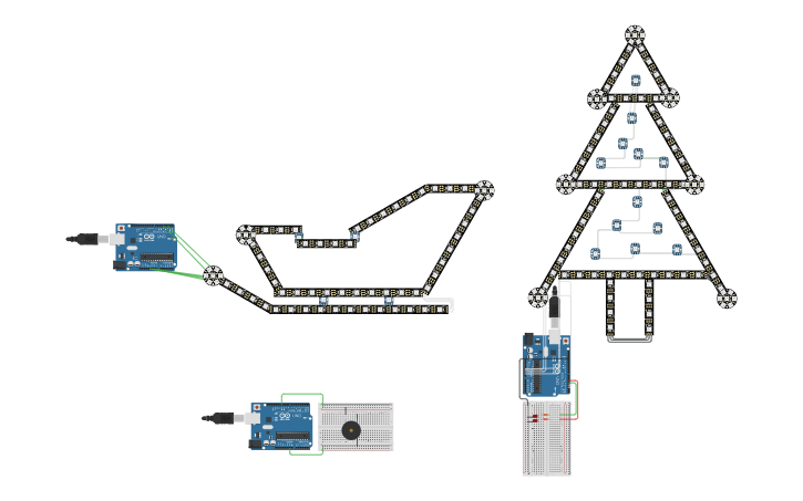 Circuit design Christmas Light Show - Tinkercad