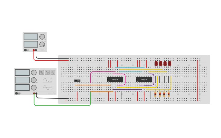 Circuit design SIPO | Tinkercad