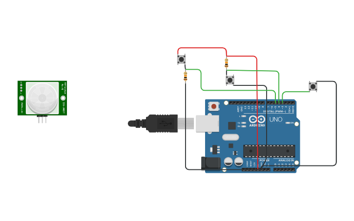 Circuit design Latihan Digital Input - Tinkercad