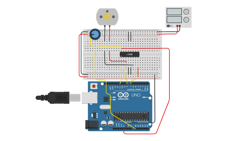 Circuit design Motor Speed controll - Tinkercad