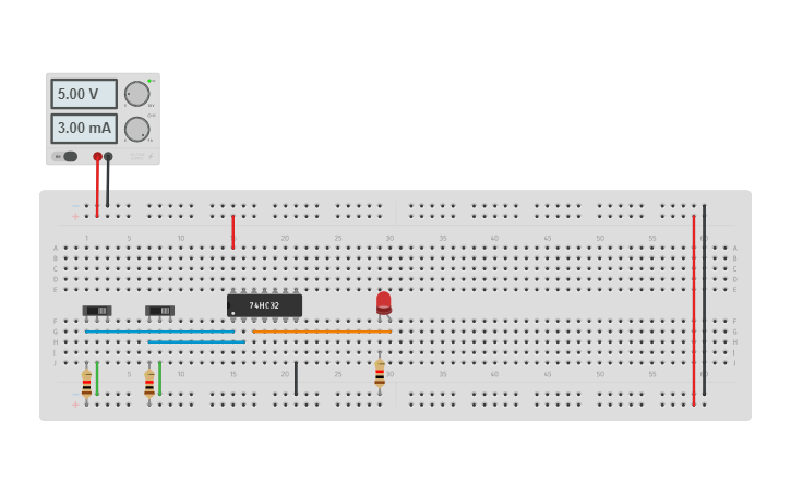Circuit design OR gate | Tinkercad