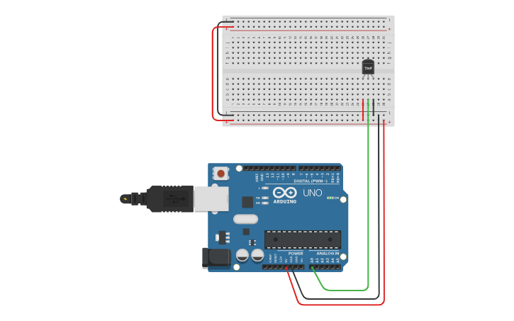 Circuit design Temperature sensor - Tinkercad