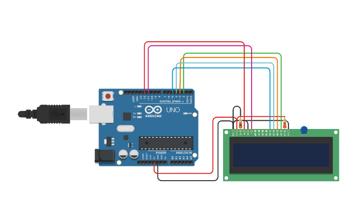 Circuit design LCD Display using Arduino - Tinkercad