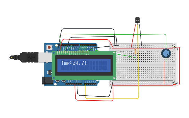 Circuit design temperature measuring - Tinkercad