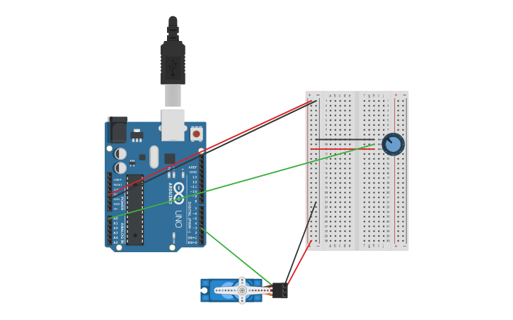 Circuit design Controlling the speed of servo motor with arduino using PWM - Tinkercad