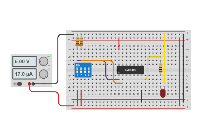 Circuit design ACT 1||2 74HC08 | Tinkercad