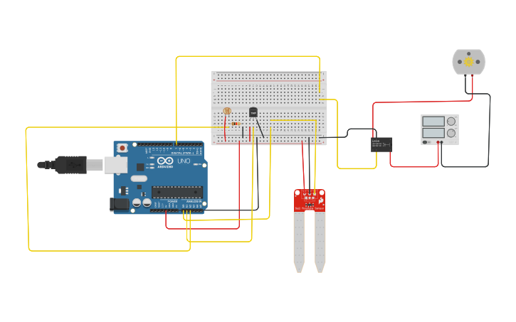 Circuit design Smart Plant Watering System - Tinkercad