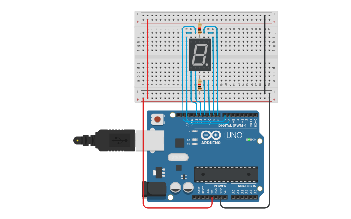 Circuit design 7 Segment Display - Tinkercad