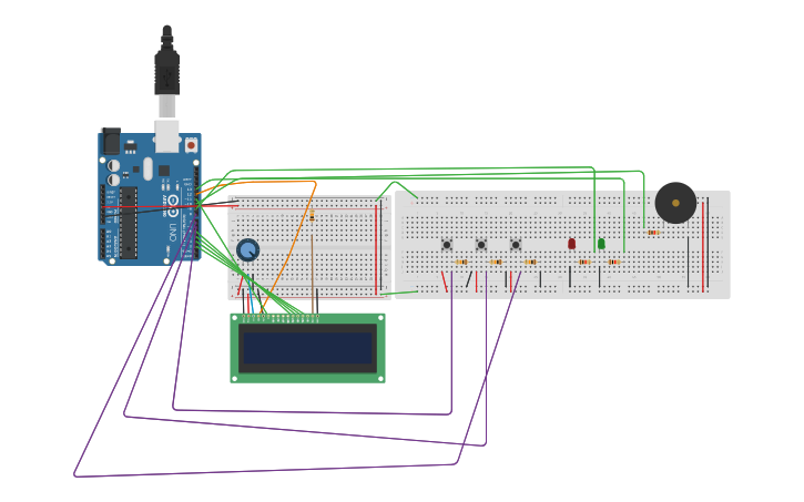 Circuit Design Quiz With Buttons Leds Lcd And Buzzer Tinkercad 5273