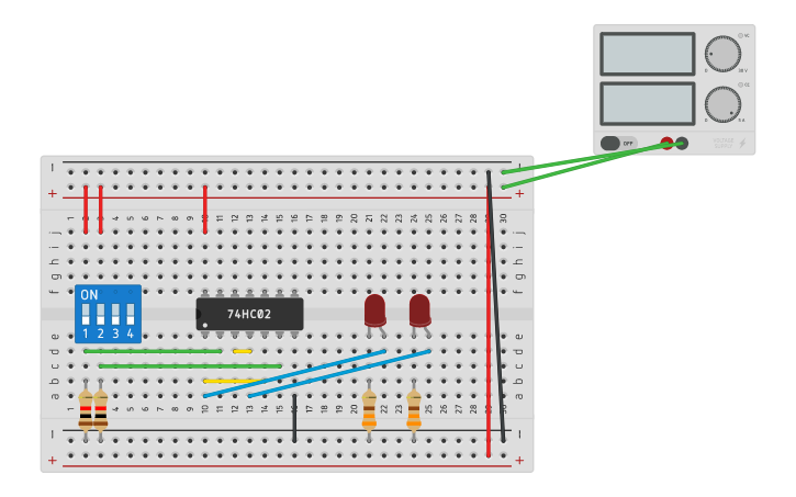Circuit design Flip Flop RS - Tinkercad