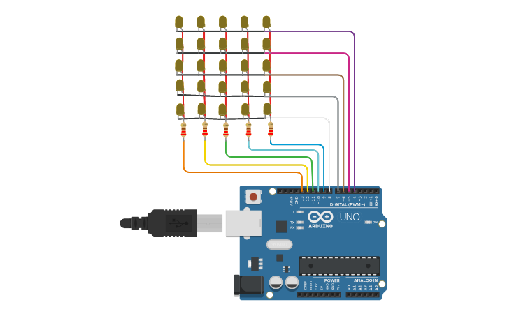 Circuit design GROUP 3 5x5 LED Matrix - Tinkercad