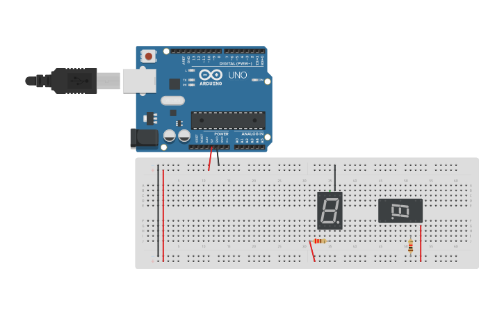 Circuit design Led 7 seg - Tinkercad