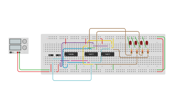 Circuit design 2-4 decoder - Tinkercad