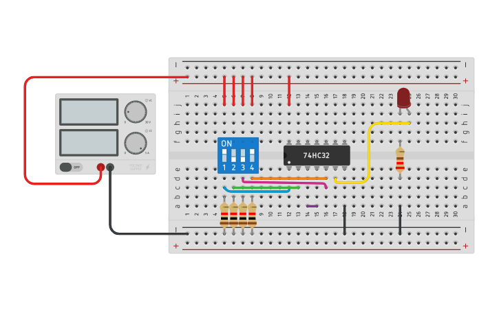 Circuit design Compuerta "OR" de 4 entradas - Tinkercad