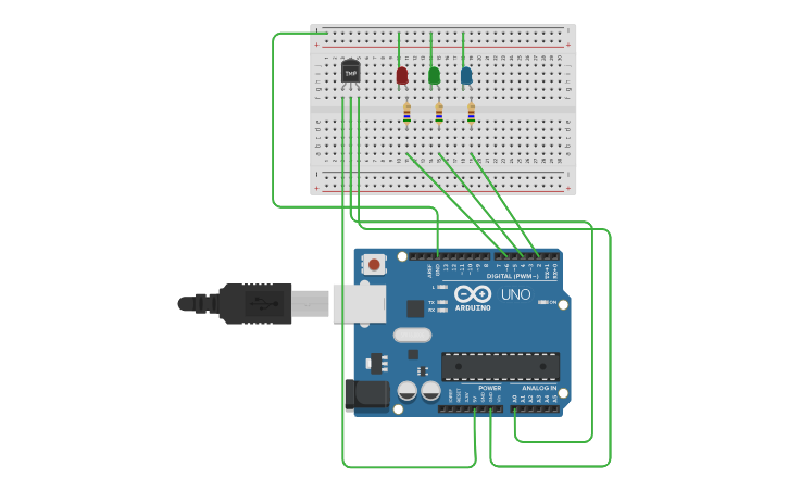 Circuit Design ДАТЧИК ТЕМПЕРАТУРИ Tinkercad