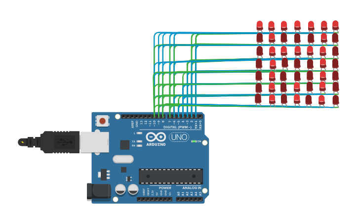 Circuit design LED Matrix - Shrine pattern - Tinkercad