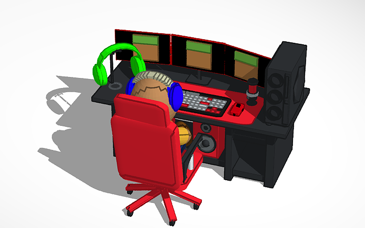3D design Gaming pc with person - Tinkercad