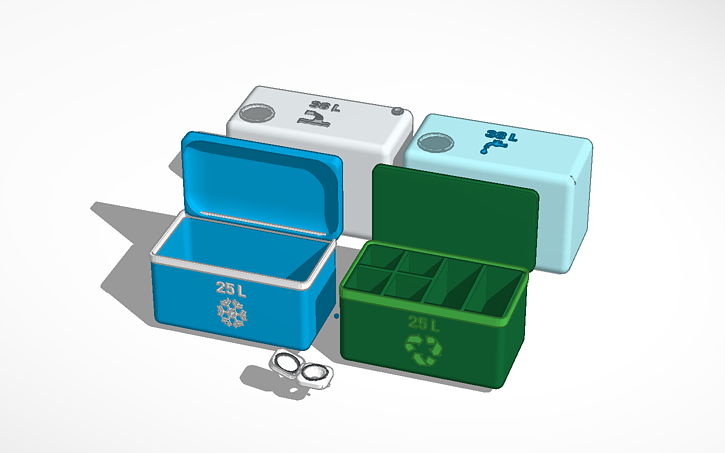 3D design Boxes, closable lids 1:10 - Tinkercad