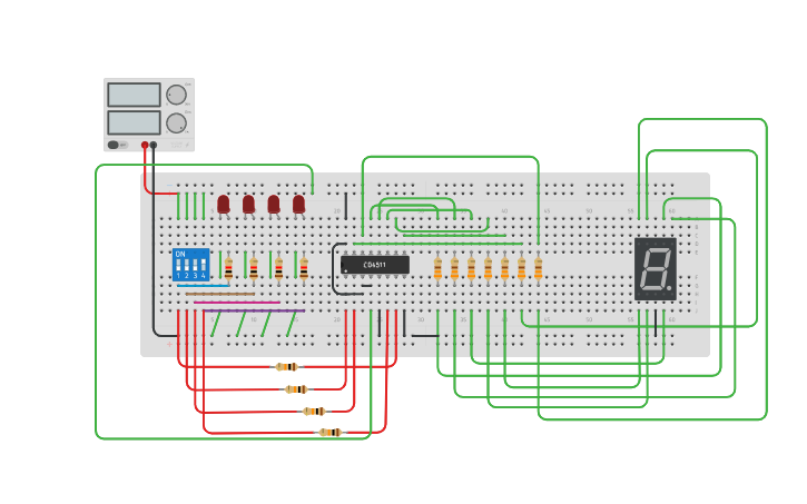 Circuit design 7 Segment - Tinkercad