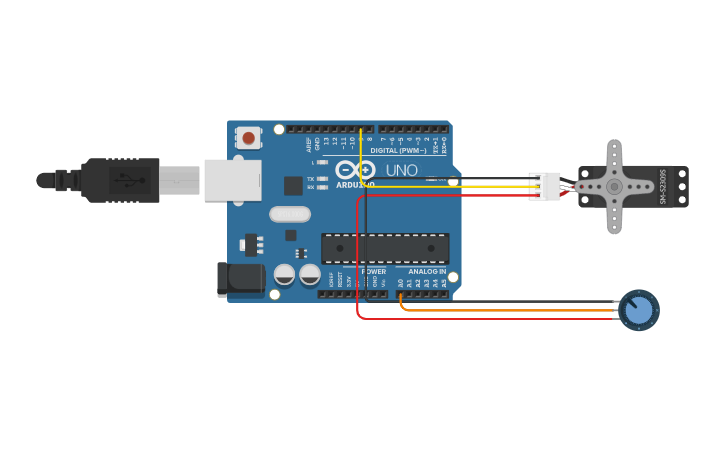Circuit design Servomotore e Potenziometro L.S. 6 - Tinkercad