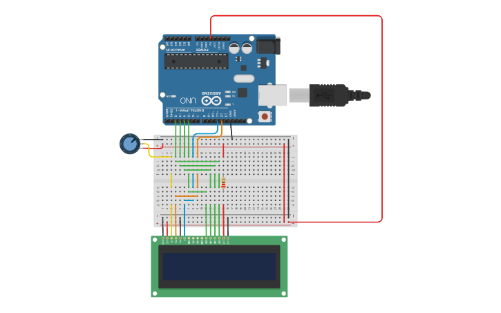 Circuit design Texto Simples LDC 16X2 | Tinkercad