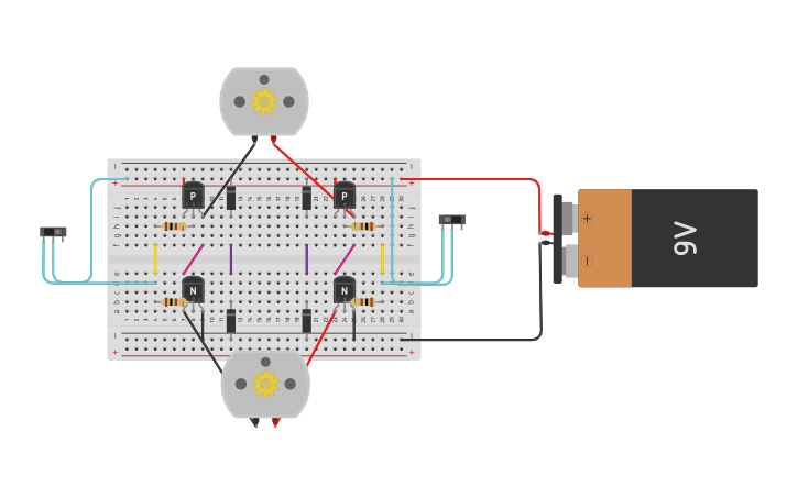 Circuit design H Bridge Circuit using Transistor | tinkercad | Motor ...