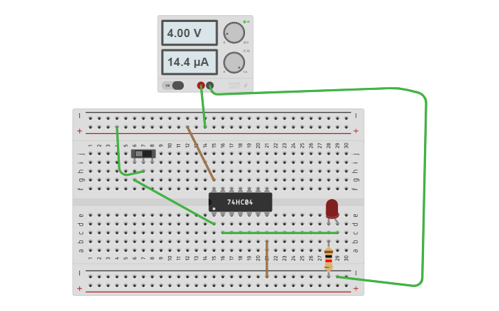 Circuit design Hex-Inverter Gate (exp1) - Tinkercad