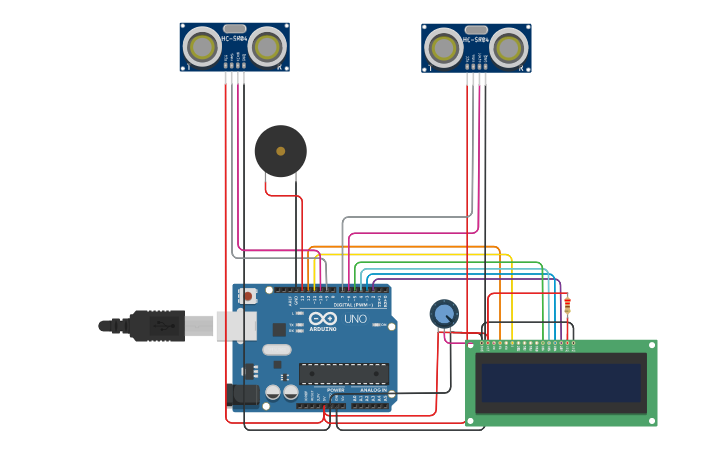 Circuit design Visitor Counter - Tinkercad