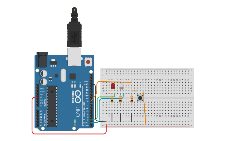 Circuit design Push button - Tinkercad