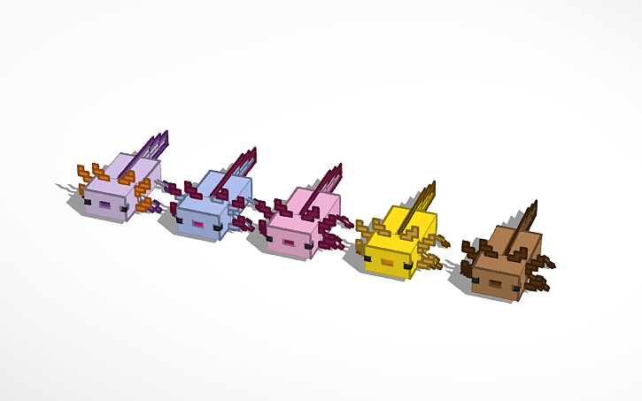3D design Minecraft axolotls - Tinkercad