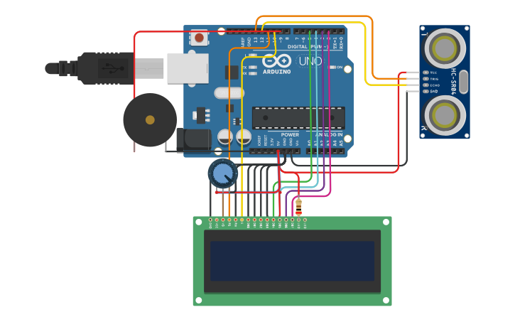 Circuit design Untrasonic - Tinkercad