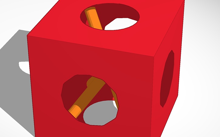 3D design Cube with sphere removed and diagonal cylinders - Tinkercad