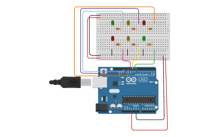 Circuit Design Semaforo Bloque Y Texto Tinkercad
