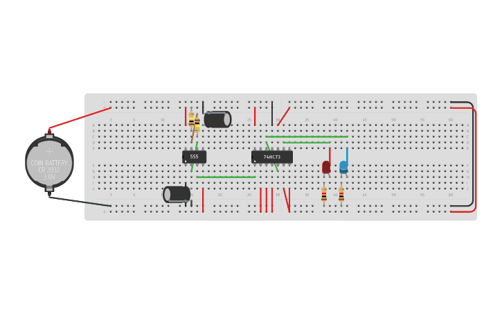 Circuit Design 2 Bit Asynchronous Counter Tinkercad