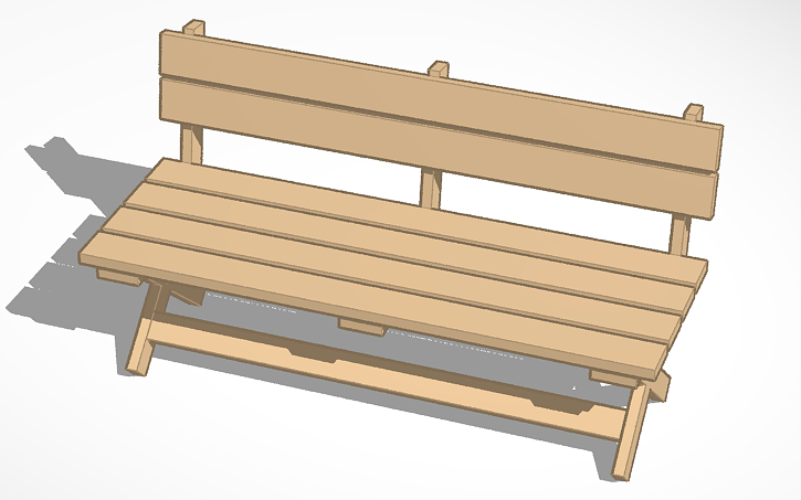 3D design wooden bench - Tinkercad