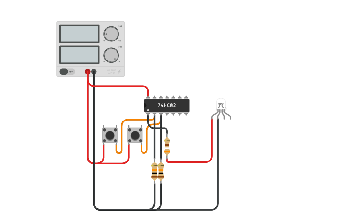 Circuit design NOR 74HC02 - Tinkercad