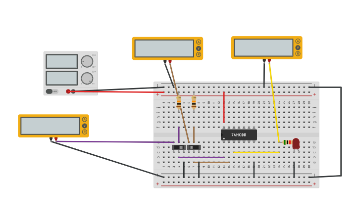 Circuit design compuerta nand - Tinkercad