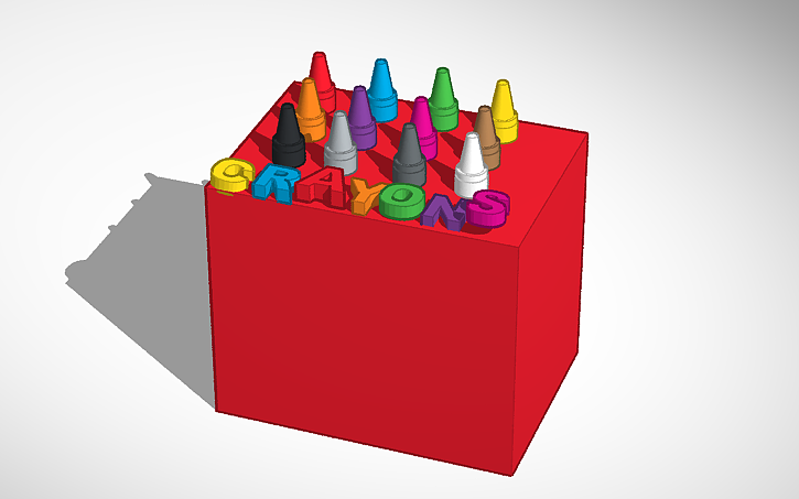 3D design box of crayons - Tinkercad