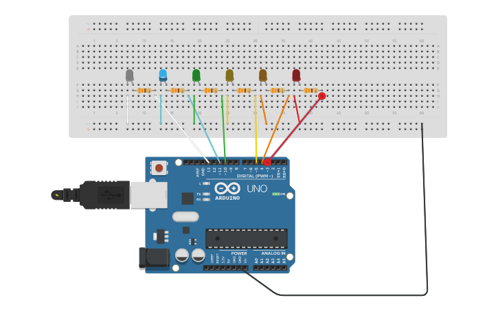 Circuit design Running LED - Tinkercad