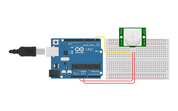 Circuit design PIR - Tinkercad