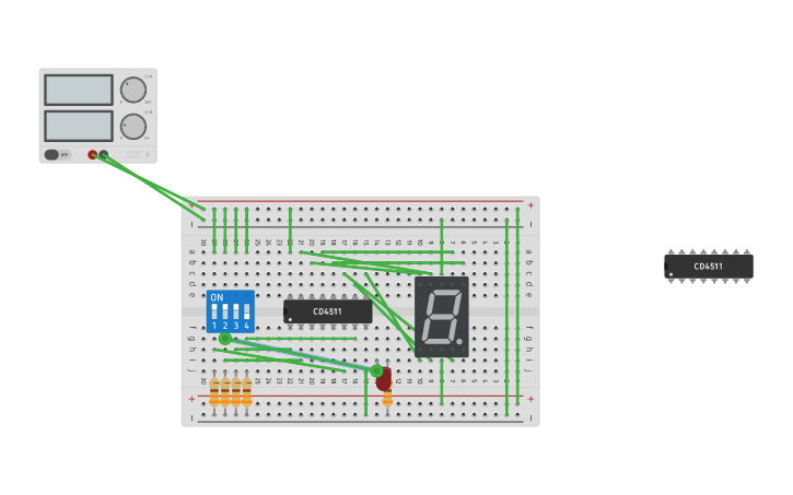 Circuit design bcd to 7 segment - Tinkercad