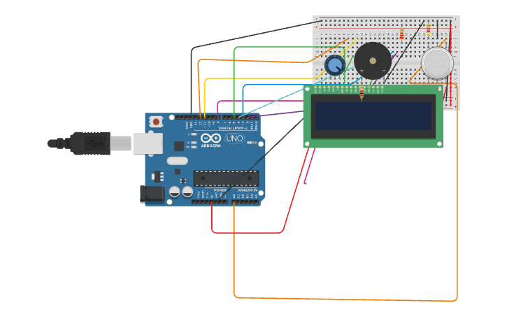 Circuit design air pollution - Tinkercad