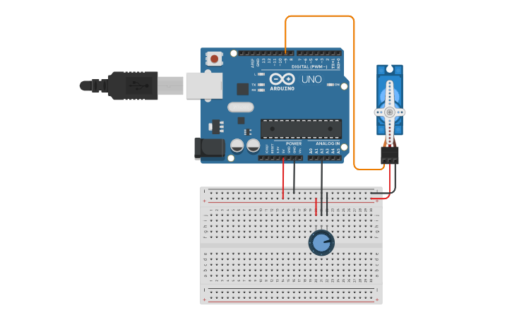 Circuit Design Lab 12 3 Control Servo With Potentiometer Tinkercad