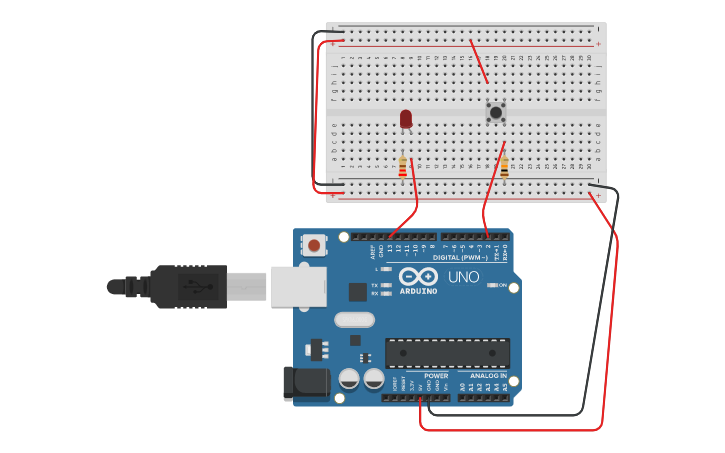 Circuit design Push Button - Tinkercad