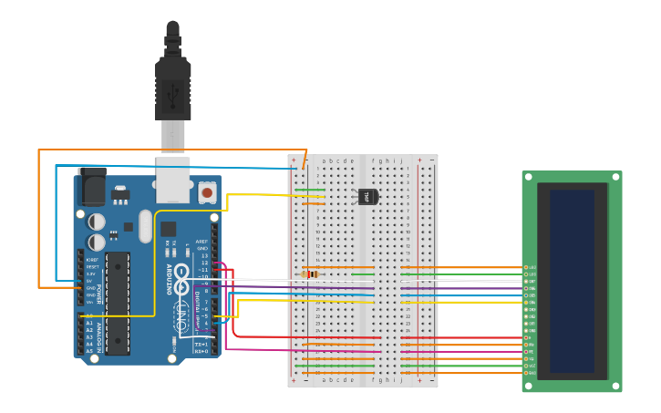 Circuit design Temperature LCD - Tinkercad